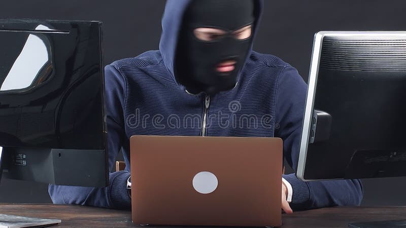 Serious Hacker Male Isolated in Dark Space. Stock Footage - Video of ...
