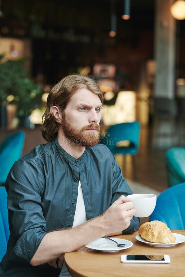 Handsome Guy Drinking Coffee in Cafe Stock Image - Image of drink ...