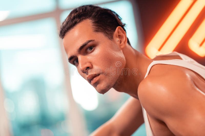 Serious Handsome Man Having Sweat on His Face Stock Image - Image of ...