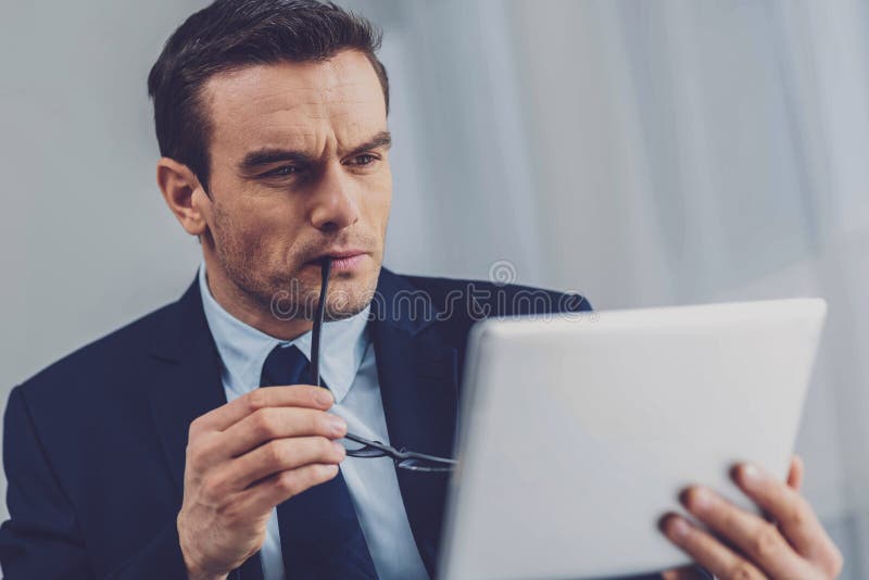 Serious Handsome Man Working Stock Image - Image of progressive, person ...
