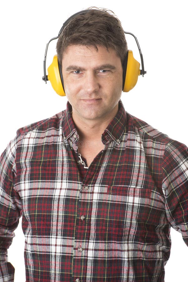 Serious Handyman Earmuffs White Background Stock Photos - Free ...