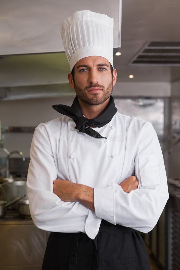 Serious Head Chef Looking at Camera with Arms Crossed Stock Photo ...