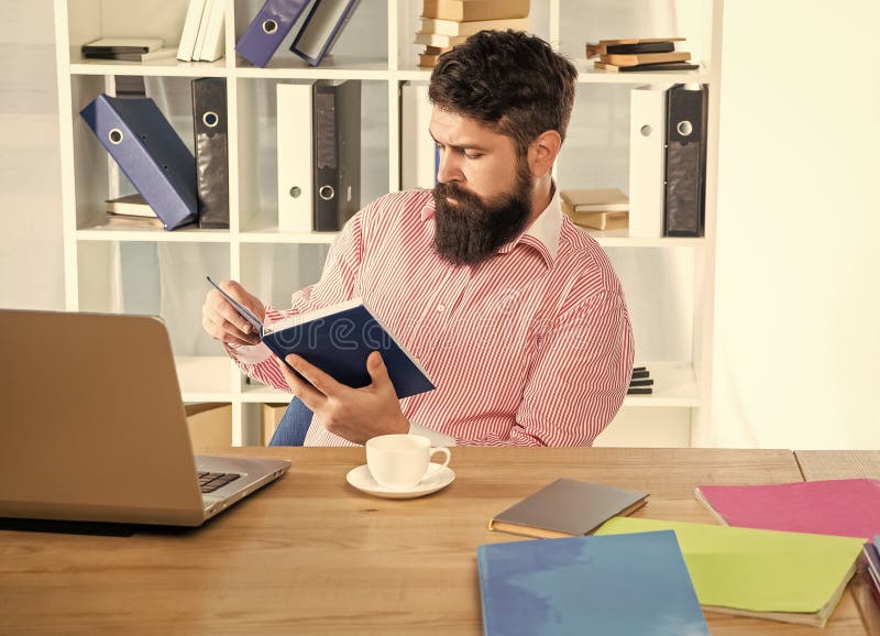Serious Lawyer Reading Book at Office Desk Stock Photo - Image of ...