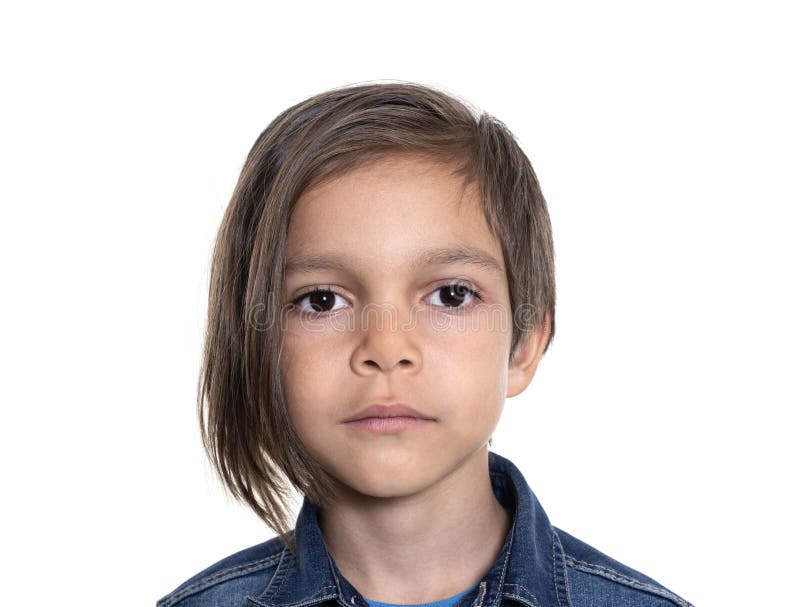 Serious Little Boy on White Background Stock Image - Image of blond ...