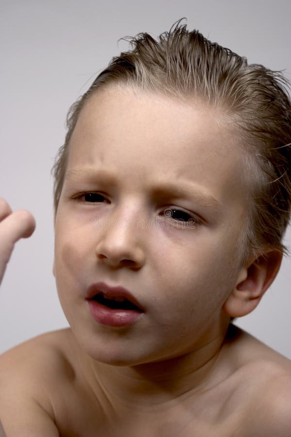 Serious look stock image. Image of active, blowing, cute - 381123