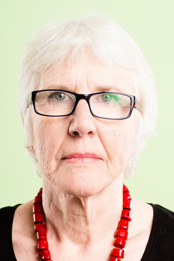 Serious Woman Portrait Real People High Definition Green Background ...