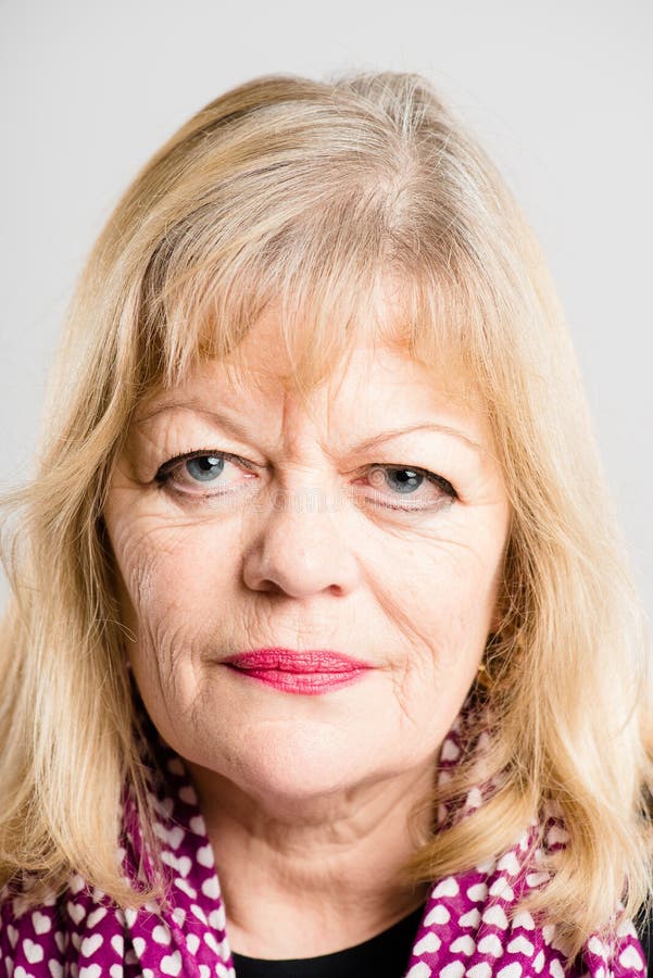 Serious Woman Portrait Real People High Definition Grey Background ...