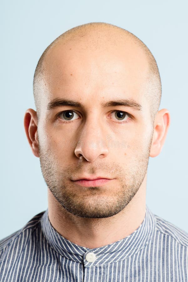 Serious Man Portrait Real People High Definition Blue Background Stock ...