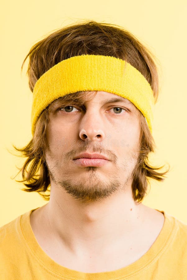 Funny Man Portrait Real People High Definition Yellow Background Stock ...