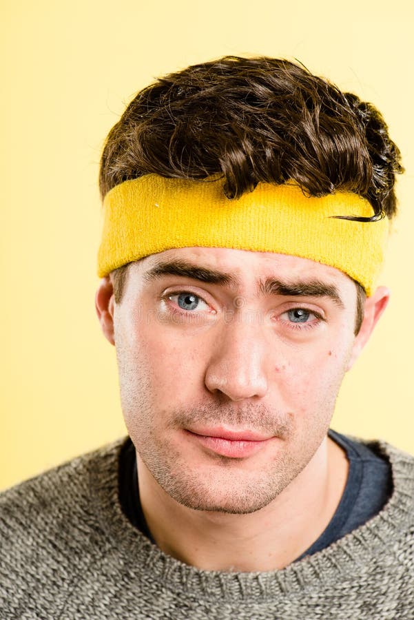 Serious Man Portrait Real People High Definition Yellow Background ...