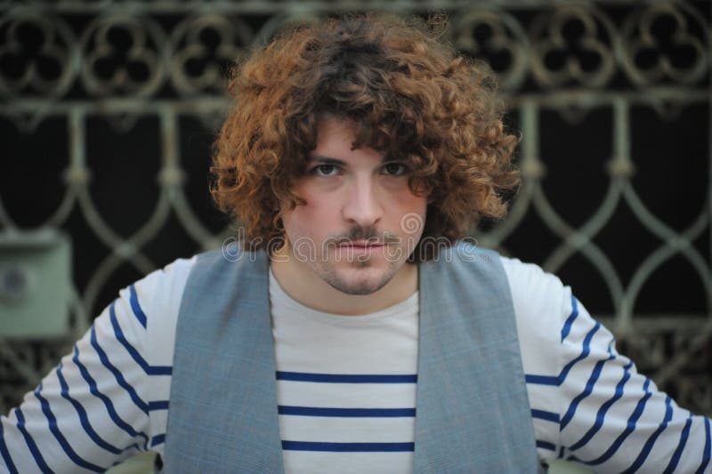 Serious man stock photo. Image of straight, stress, curly - 16825376