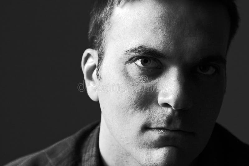 Man with lens stock photo. Image of creepy, monochrome - 26256416