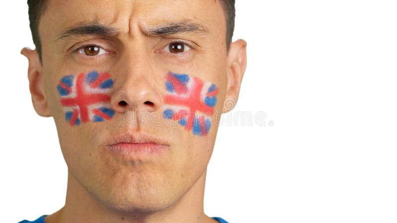 Serious Man with a British Flag Painted on the Face Stock Photo - Image ...