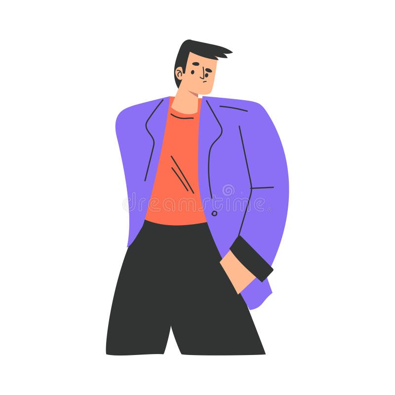 Serious Man Character with Gesture and Face Expression Vector ...