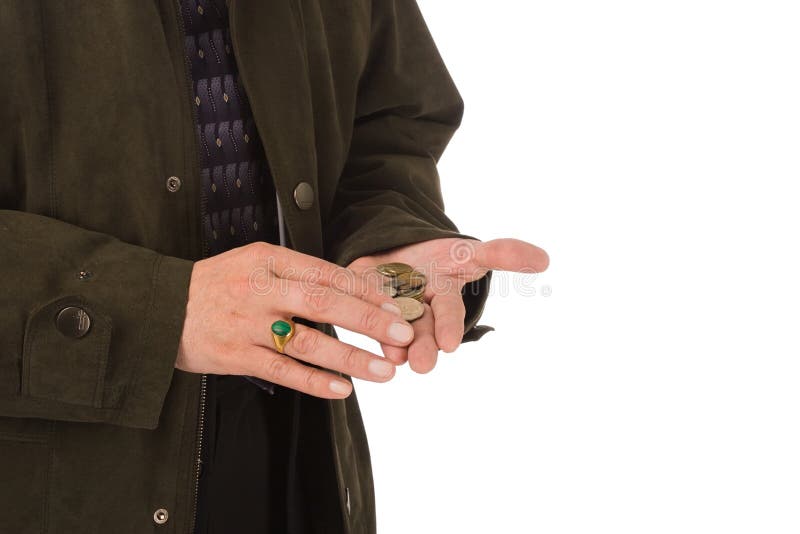 Serious man counting coins stock photo. Image of cash - 3324600