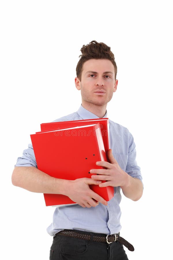 Serious man with folders stock image. Image of employee - 25529657