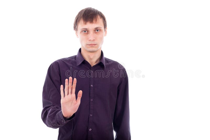 Serious Man Gesturing Stop Sign Stock Photo - Image of advice, looking ...