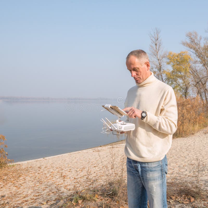 Serious Man with Remote Controller of Drone Stock Image - Image of ...