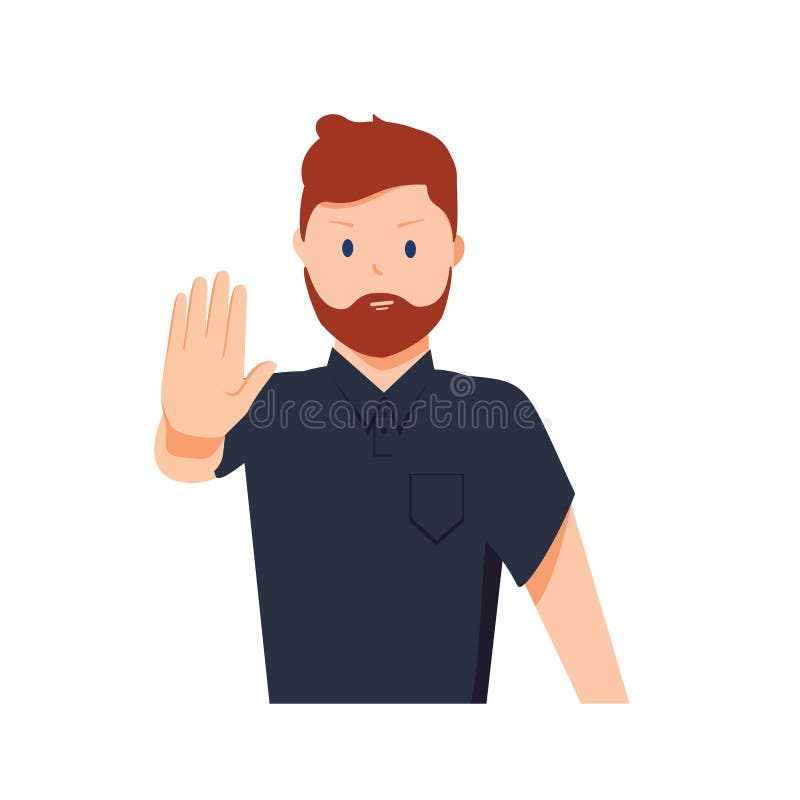 Serious Man Shows Stop Gesture. Vector Illustration in Cartoon Style ...