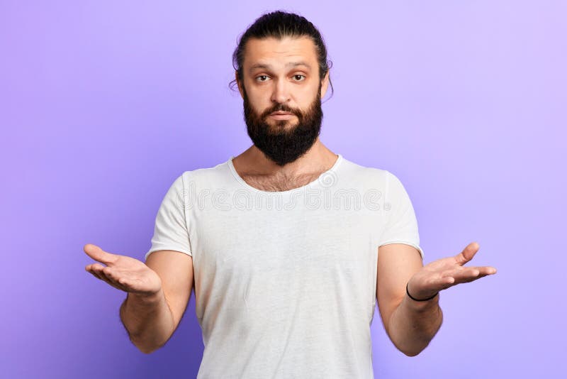 Serious Man Standing with Open Palms, Expressing His Point of View ...