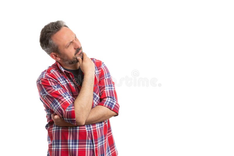 Serious Man Thinking and Looking at Copyspace Stock Photo - Image of ...