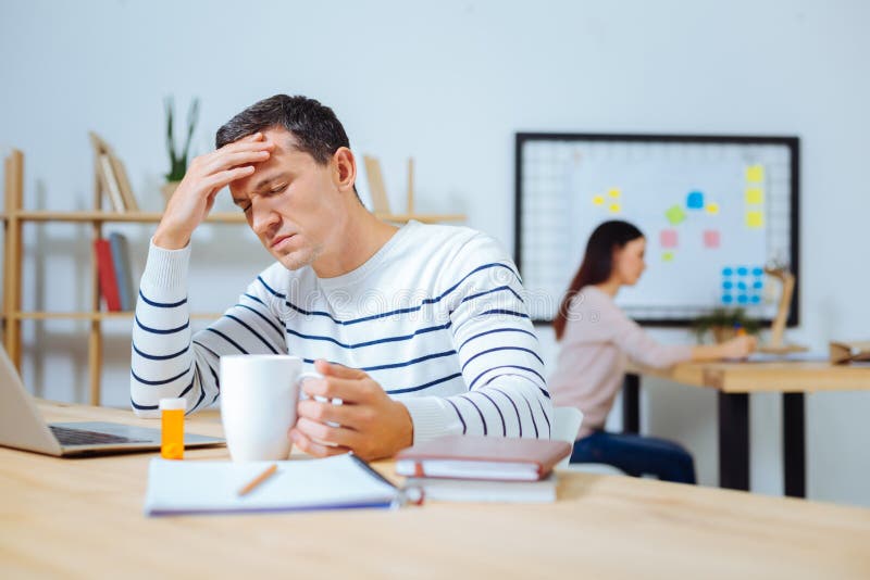 Serious Man Trying To Concentrate on Task Stock Image - Image of ...