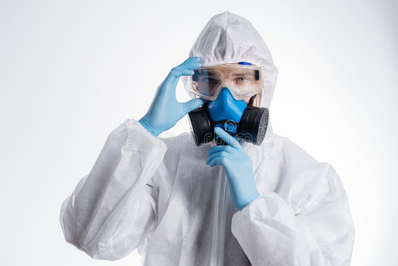Serious Man in a Virological Protection Suit. Stock Photo - Image of ...