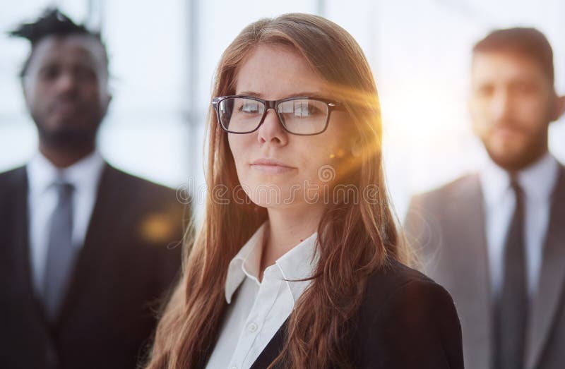 Serious Manager Posing in Front of His Two Employees Stock Image ...