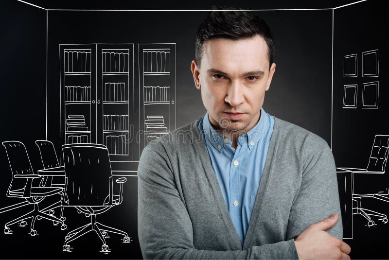 Serious Manager Standing in the Office Stock Photo - Image of caucasian ...