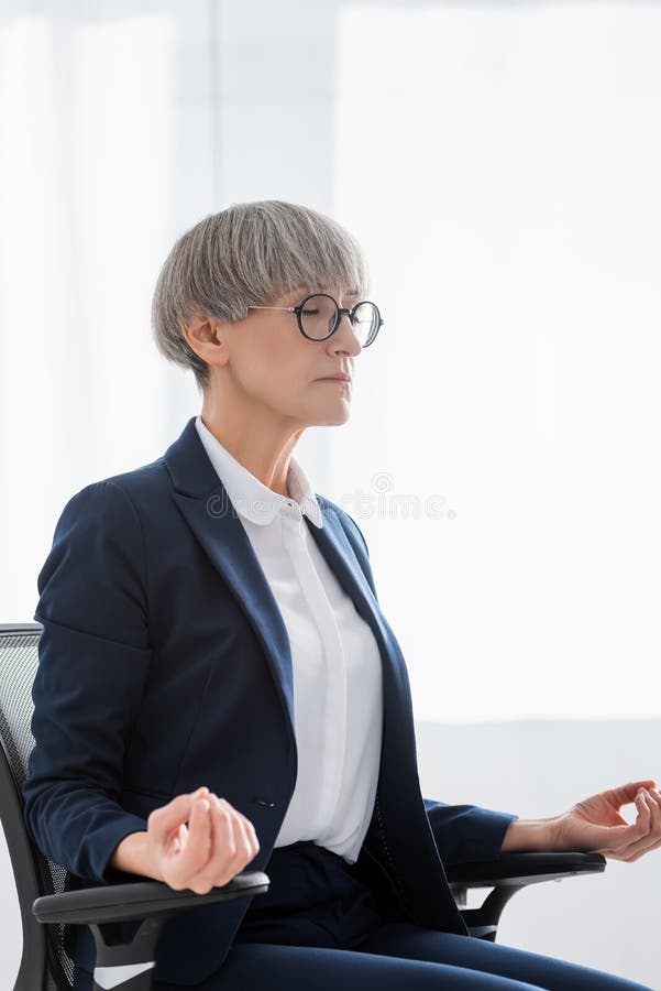 Serious Middle Aged Team Leader in Stock Image - Image of meditate ...