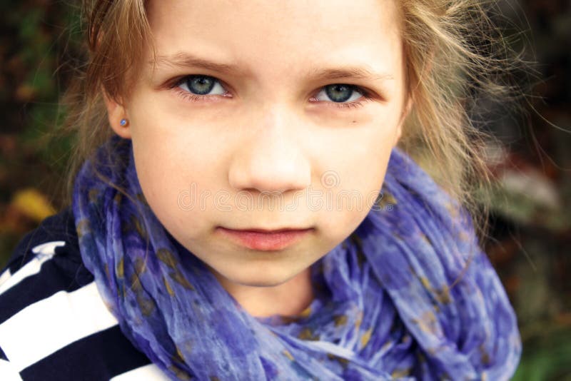 Serious-minded Young Female Child Portrait Stock Photo - Image of cute ...