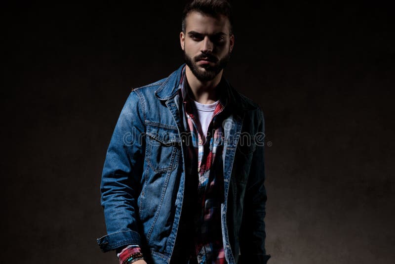 Serious Model Looking and Walking Forward Stock Image - Image of ...