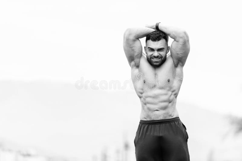 Serious Model Standing Outdoors Stock Image - Image of athlete ...