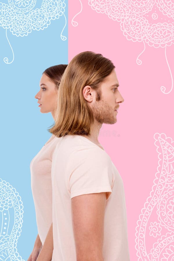 Serious Models Standing with Their Backs Straight while Posing Stock ...