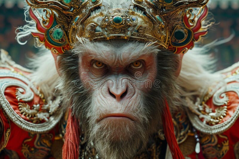Serious Monkey Wearing Clothes and a Crown. Monkey King Stock Image ...
