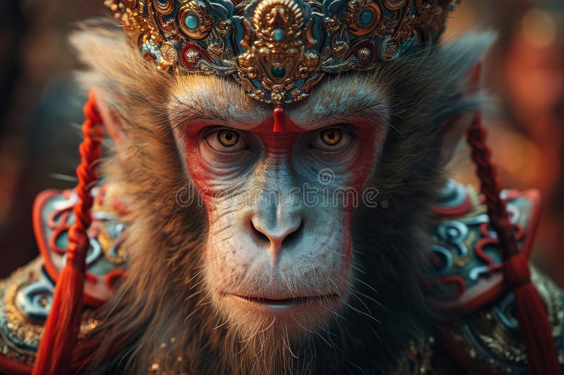 Serious Monkey Wearing Clothes and a Crown. Monkey King Stock Image ...