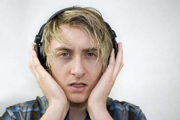 Serious Music Listener stock photo. Image of color, background - 14701392