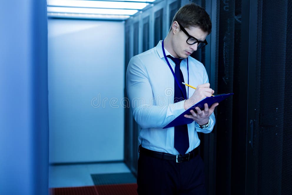 Serious Operator Taking Important Notes Stock Image - Image of ...