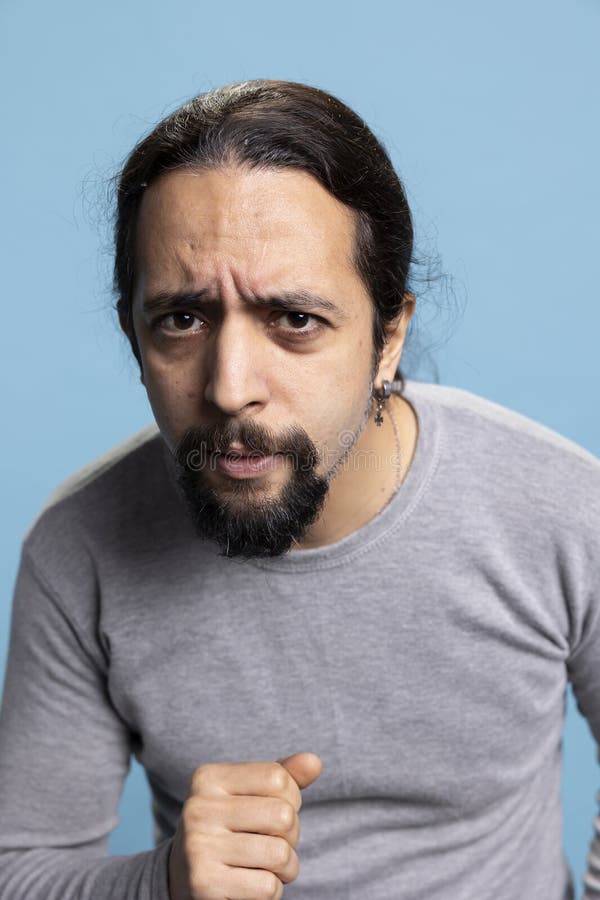 Serious Person Acting Curious and Skeptical at the Same Time Stock ...