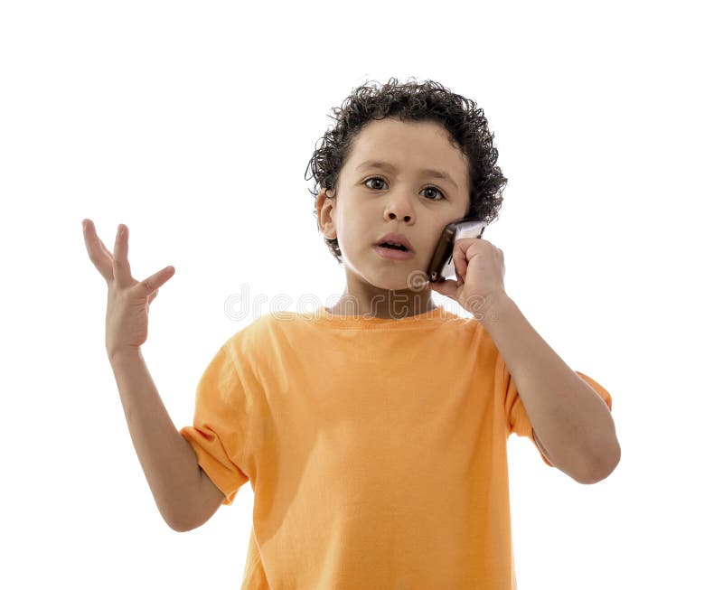 Serious Kid Talking on the Phone Stock Photo - Image of fingers, mobile ...