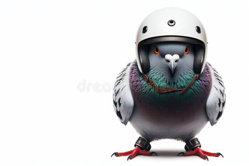 A Serious Pigeon in a Helmet. Space for Text. Stock Illustration ...