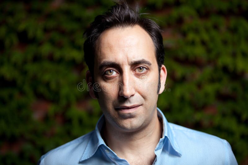 Serious Man Portrait Real People High Definition Blue Background Stock ...
