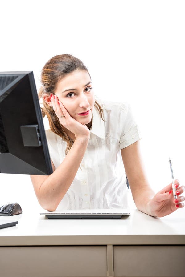 Serious but Positive Office Worker Stock Image - Image of attractive ...