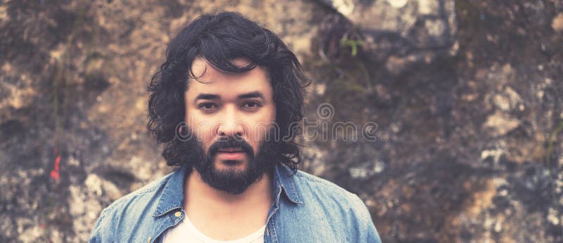 Serious Powerful Man with Full Beard Stock Image - Image of copy, city ...