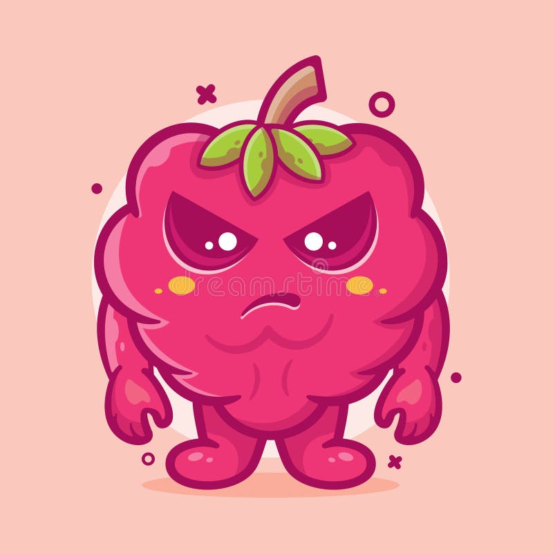 Serious Raspberry Fruit Character Mascot with Angry Expression Isolated ...