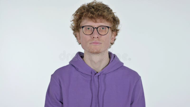 Serious Redhead Young Man on White Background Stock Photo - Image of ...