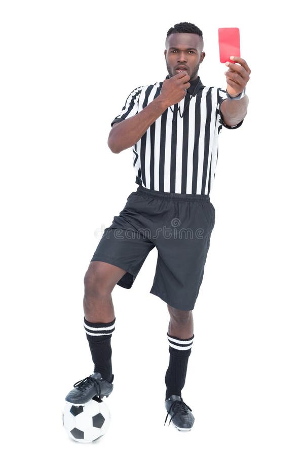 Serious Referee Showing Yellow and Red Card Stock Photo - Image of ...