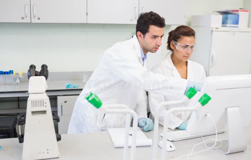 Serious Researchers Using a Computer in the Lab Stock Image - Image of ...