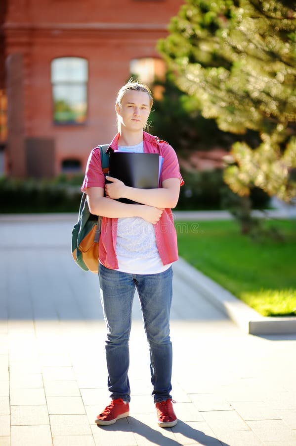 Serious or Sad Young Student in University Campus Stock Photo - Image ...