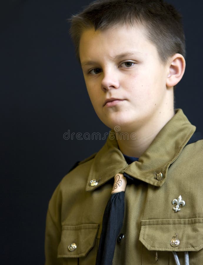 Serious scout boy portrait stock photo. Image of cravat - 7465766
